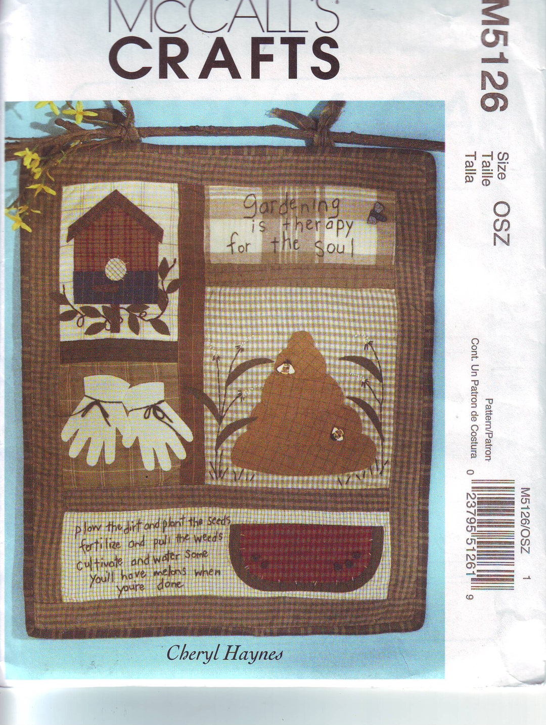 UNCUT Gardening Pattern Summer Wall Hanging by Cheryl Haynes and Mccall ...