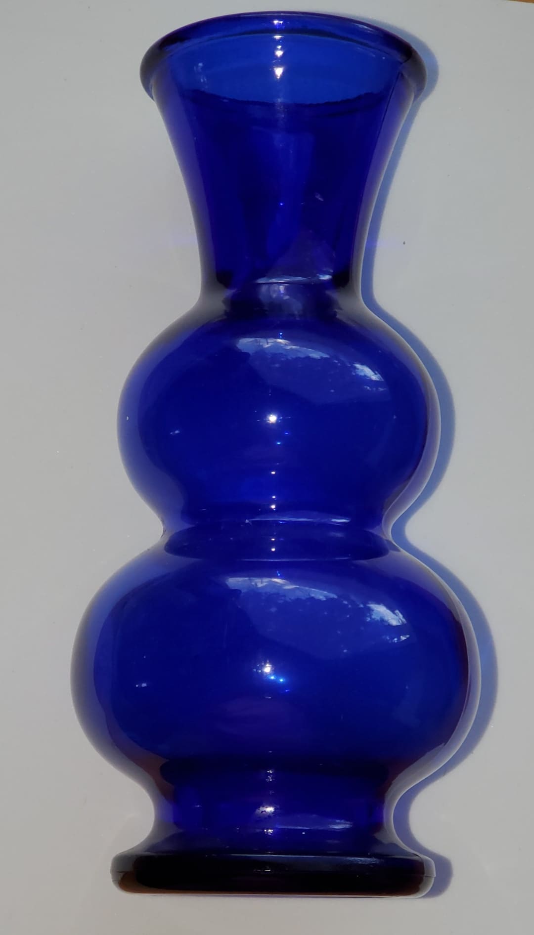 Vintage Cobalt Blue Glass Blenko Vase - Etsy