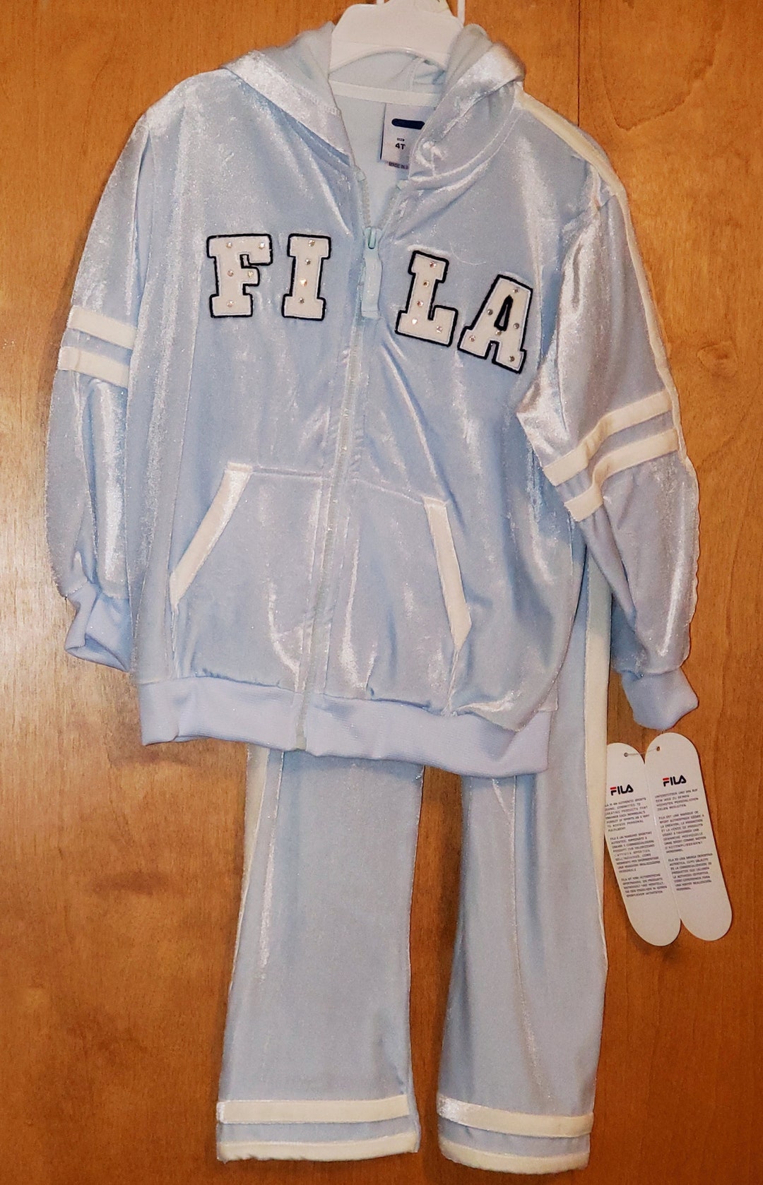 NOS Vintage Light Blue Velour FILA Track Set in Size Toddler 4T With ...