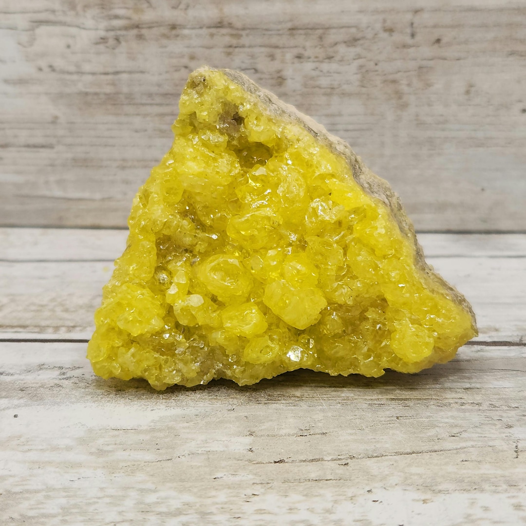 Bright Yellow Sulfur Crystal Cluster, Natural Sulfur Crystal Specimen ...