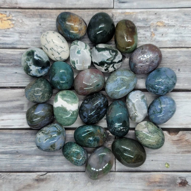 100g Tumbled Moss Agate Stones Moss Agate Tumbled Stone - Etsy