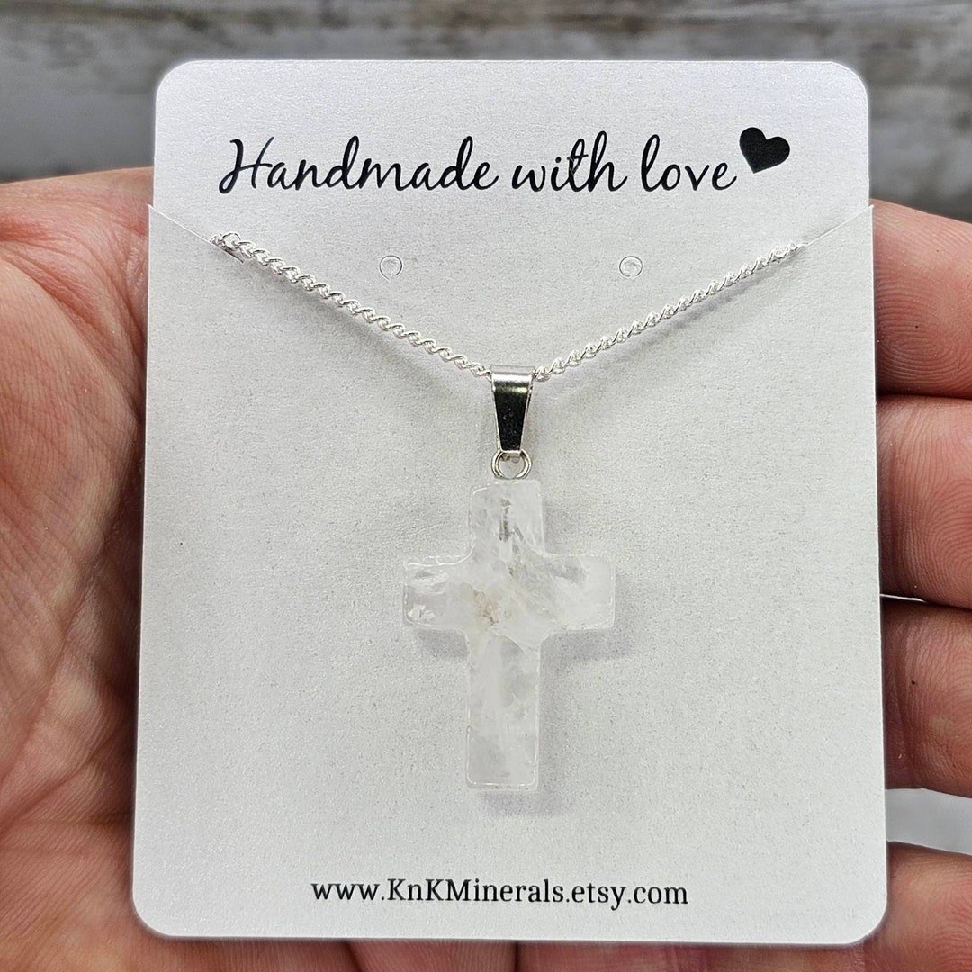 Clear Quartz Cross Necklace Clear Quartz Cross Pendant With - Etsy