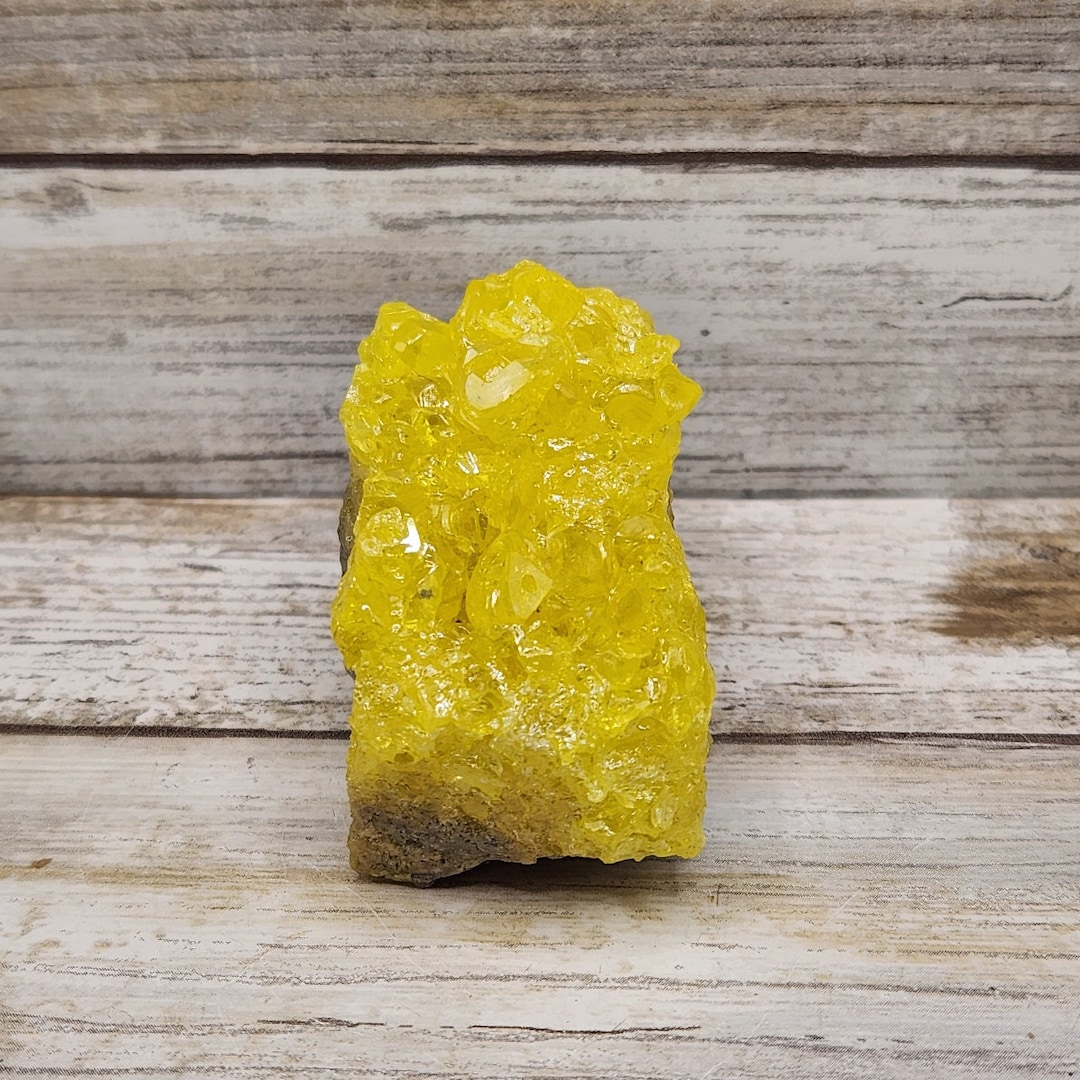 Bright Yellow Sulfur Crystal Cluster, Natural Sulfur Crystal Specimen ...