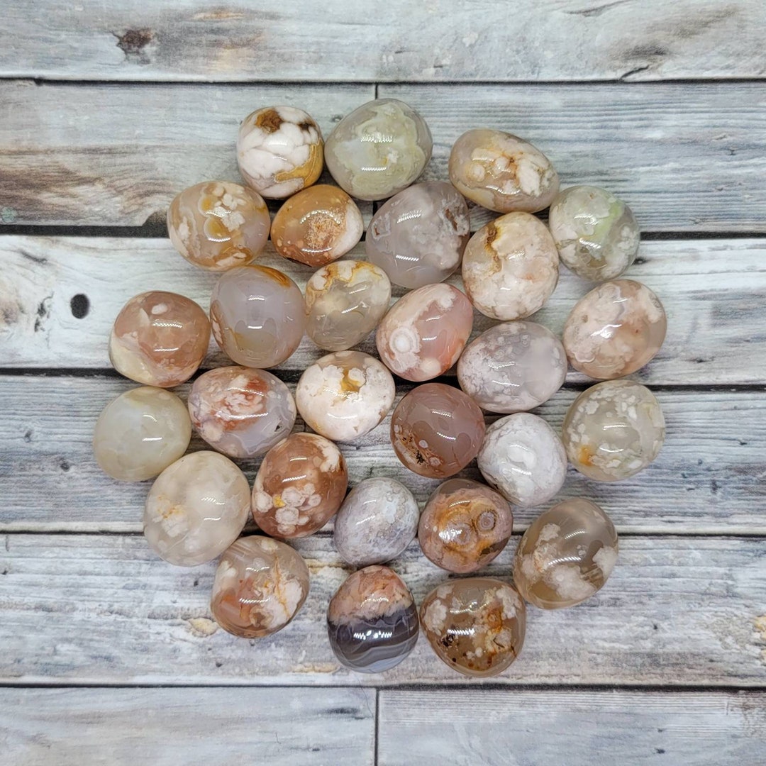 1lb Flower Agate Tumbled Stone, Aka Cherry Blossom Agate, Tumbled ...