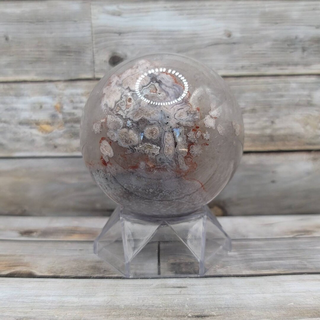 Flower Agate Sphere With Stand Aka Cherry Blossom Agate, 62mm Crystal ...