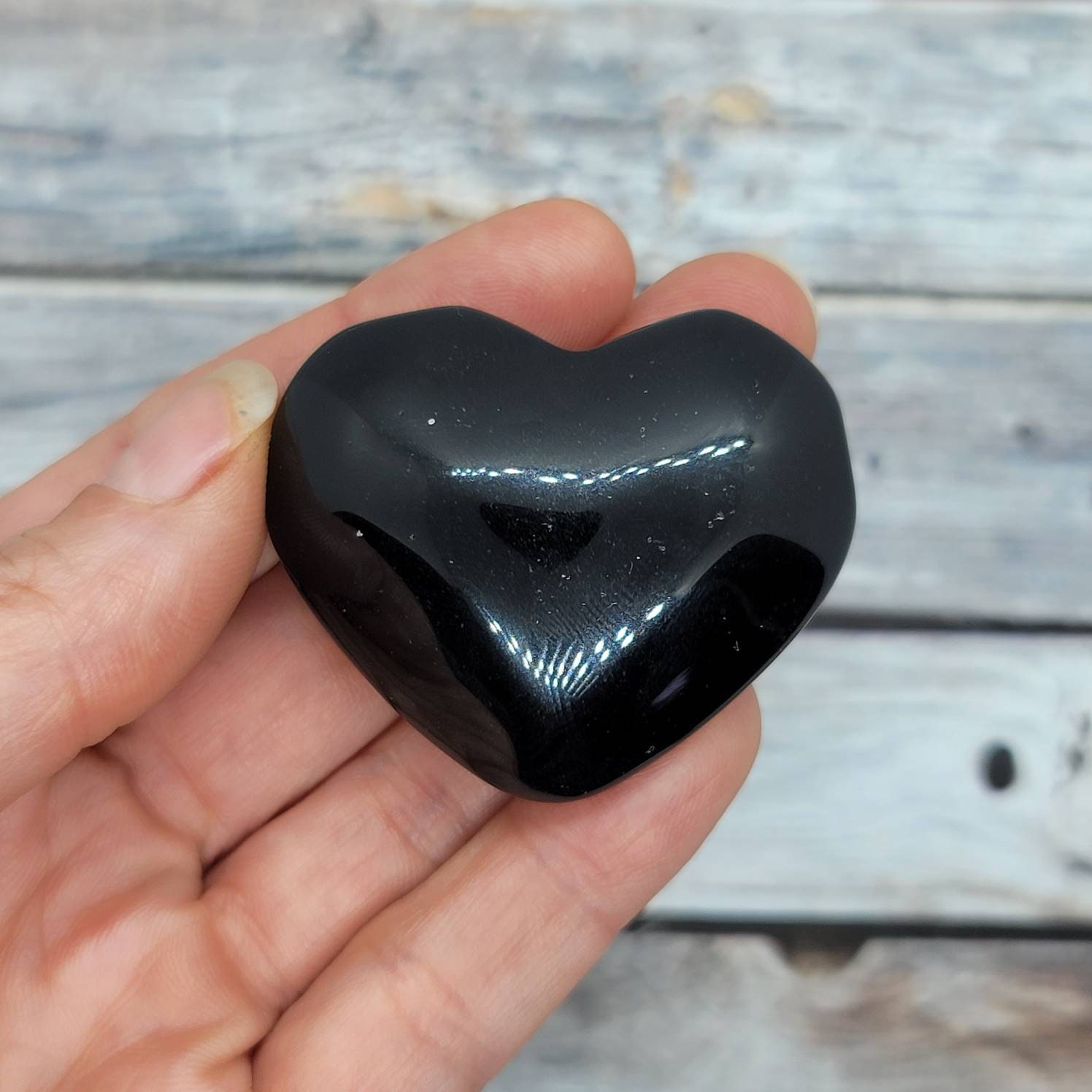 Obsidian Heart One Polished Black Obsidian Heart Palmstone | Etsy