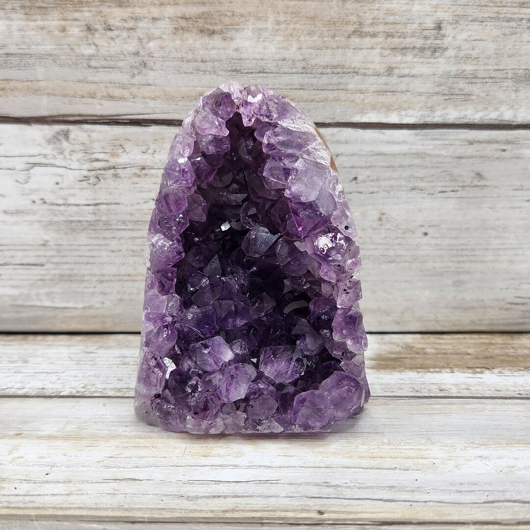 Natural Amethyst Crystal Cluster, Polished Edge Amethyst Cut Base, Self ...