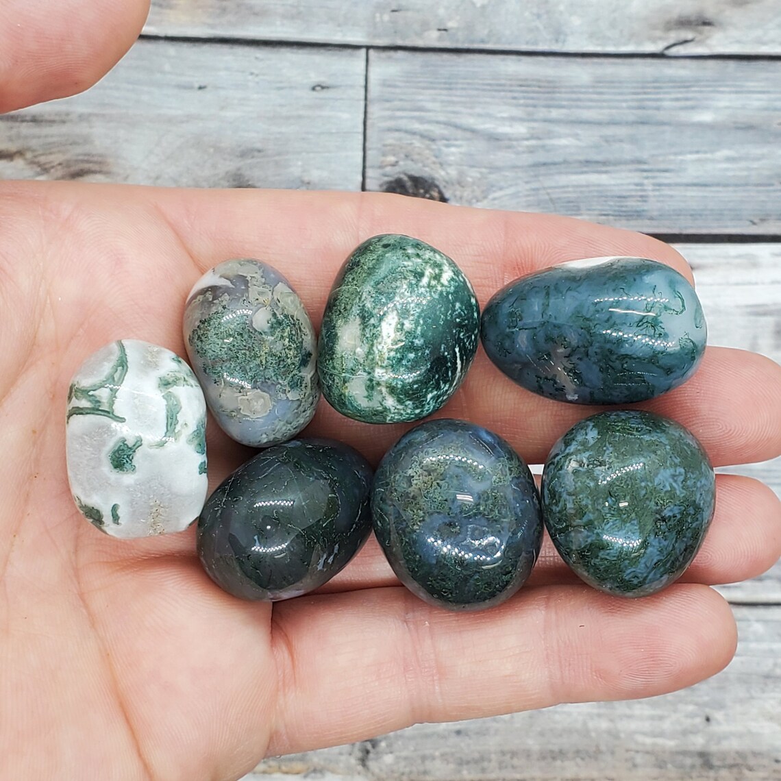 100g Tumbled Moss Agate Stones Moss Agate Tumble Stone | Etsy