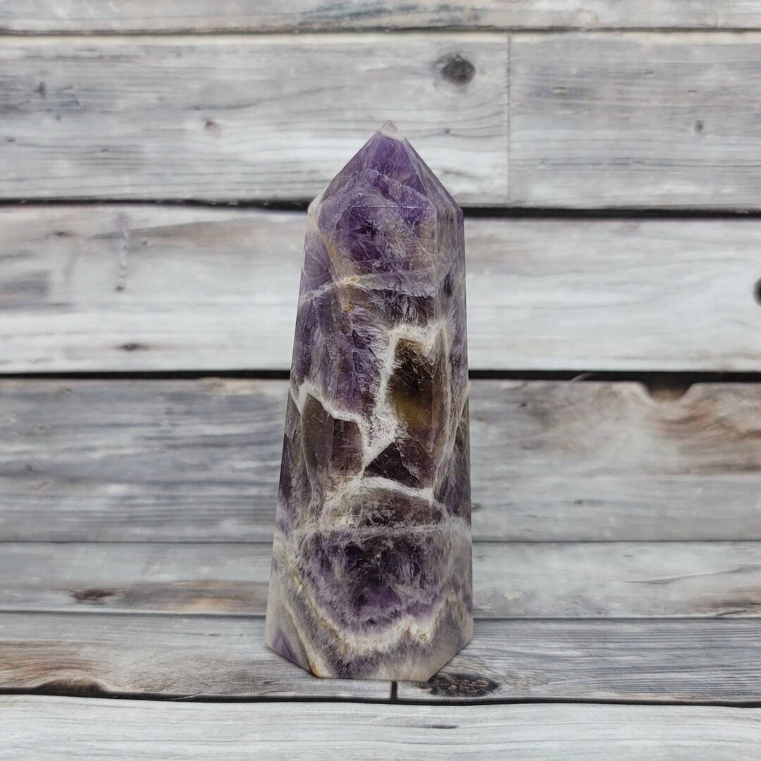 Chevron Amethyst Crystal Tower, Polished Amethyst Crystal Point ...