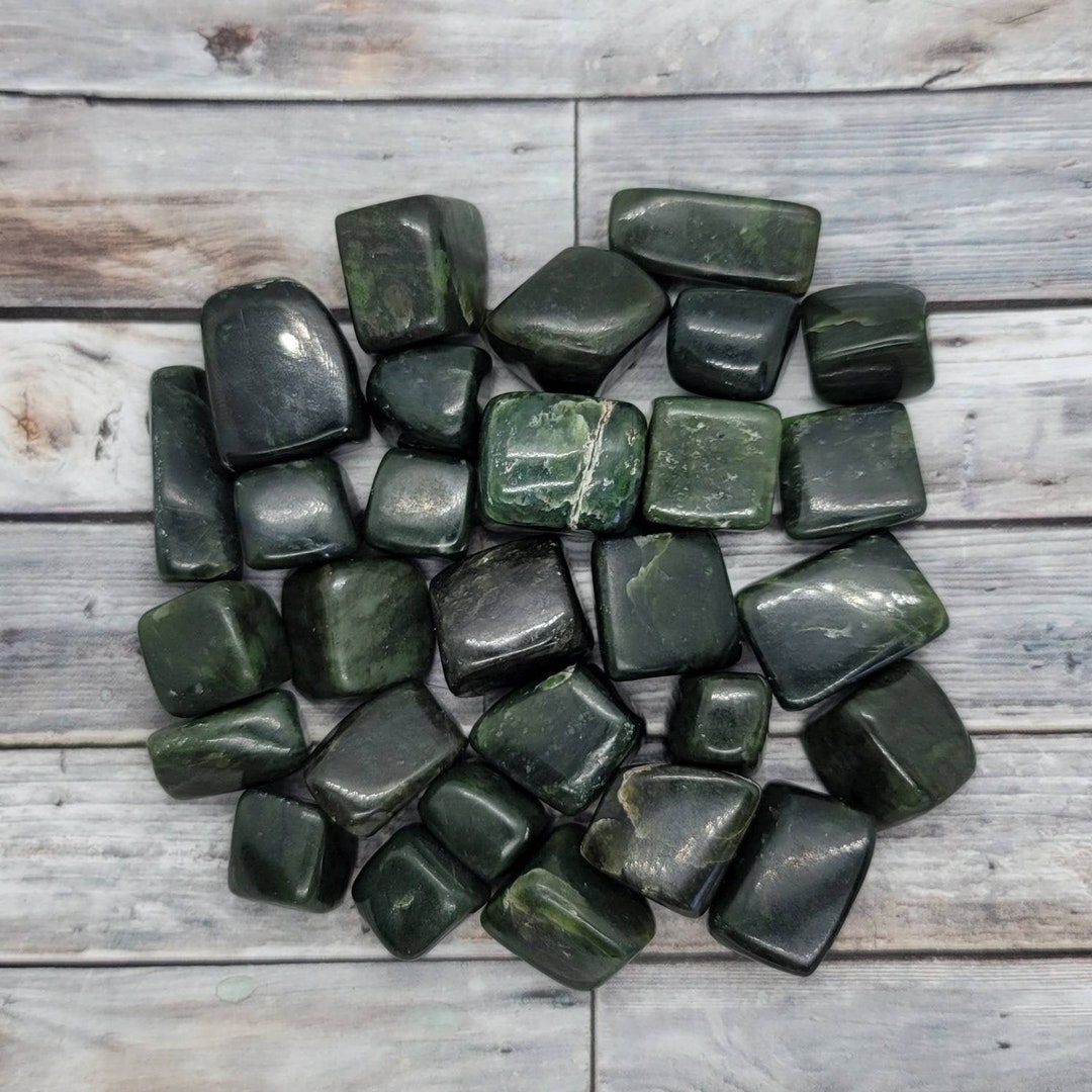 100g Tumbled Nephrite Jade Stone | Dark Green Nephrite Tumble Stone ...