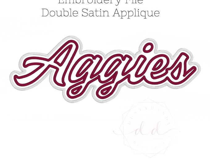 Aggies Satin Double Applique Embroidery Design - Etsy