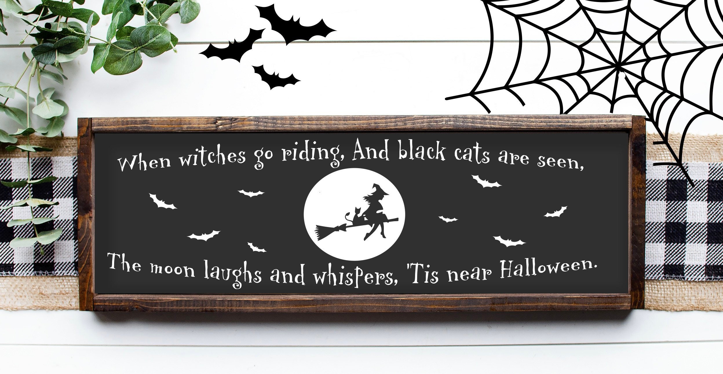 When witches go riding / farmhouse sign / full moon / | Etsy