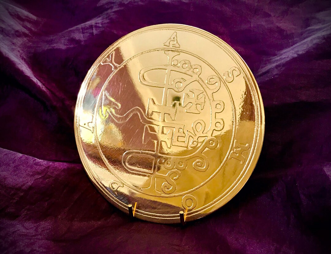 Large Hand-crafted Goetic DEMONIC SCRYING Mirror / Altar Pantacle of ...
