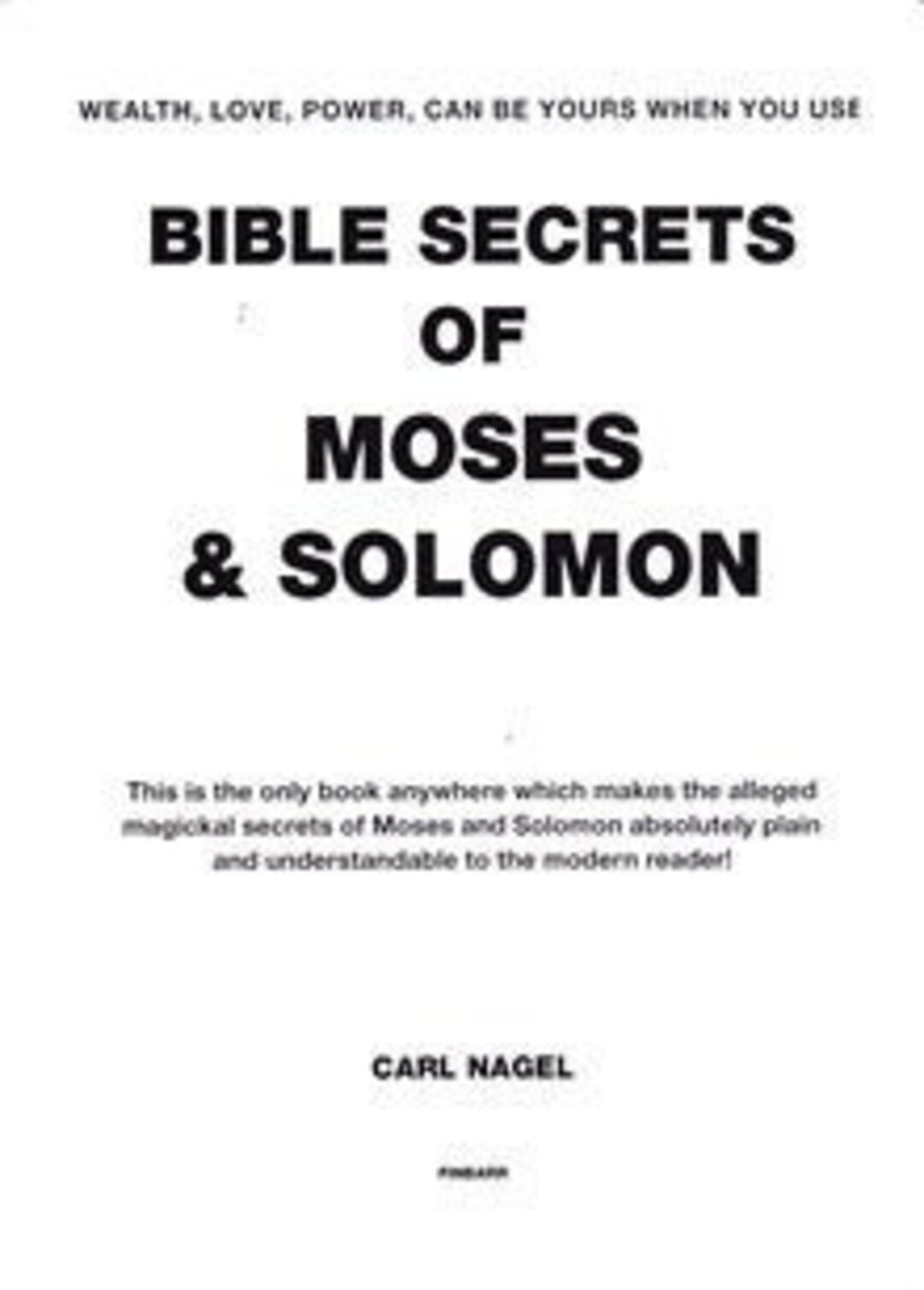 BIBLE Secrets of MOSES & SOLOMON by Carl Nagel - Etsy