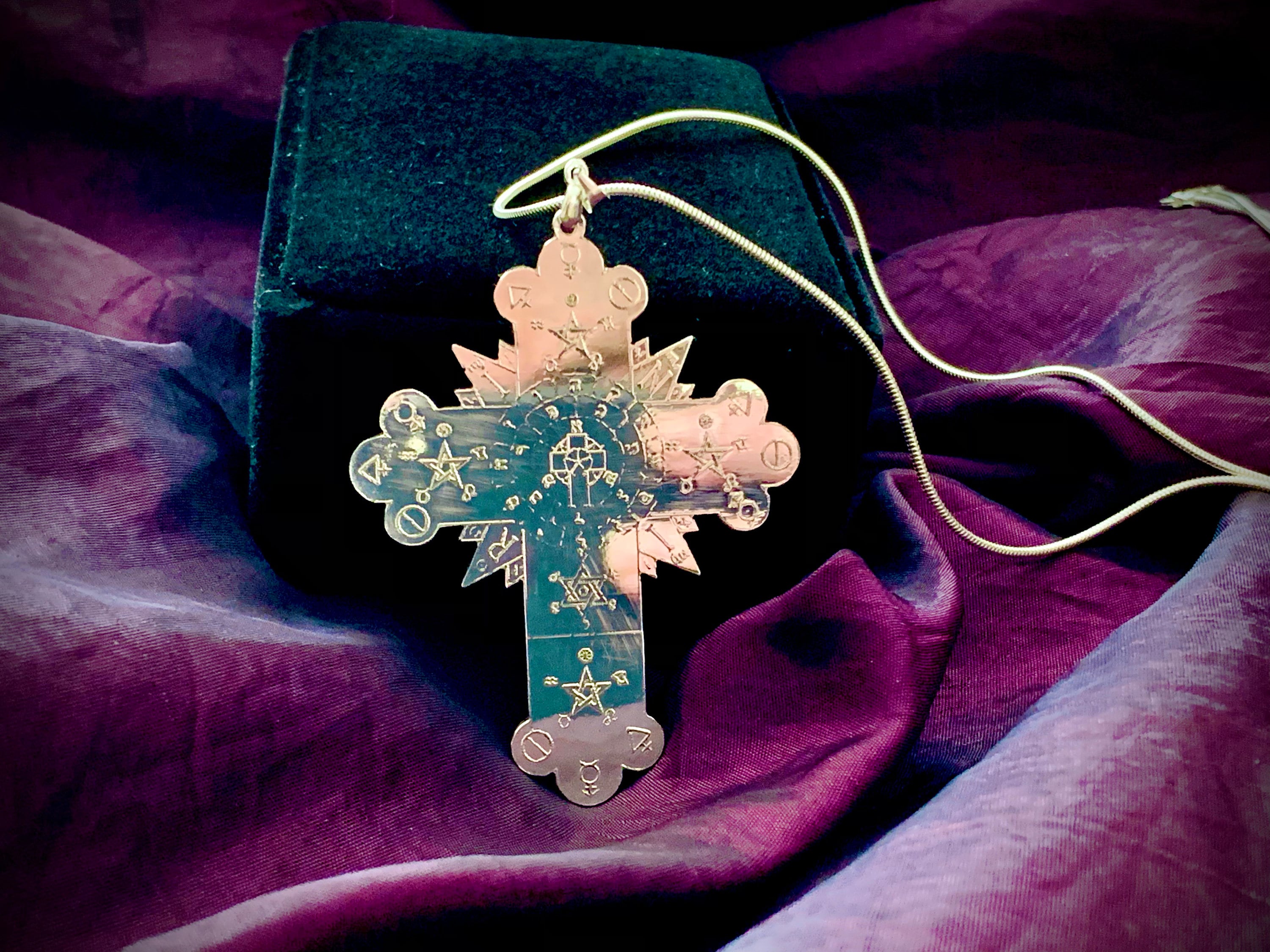 STERLING SILVER Rosicrucian Rose Cross Lamen of the Hermetic Order of ...