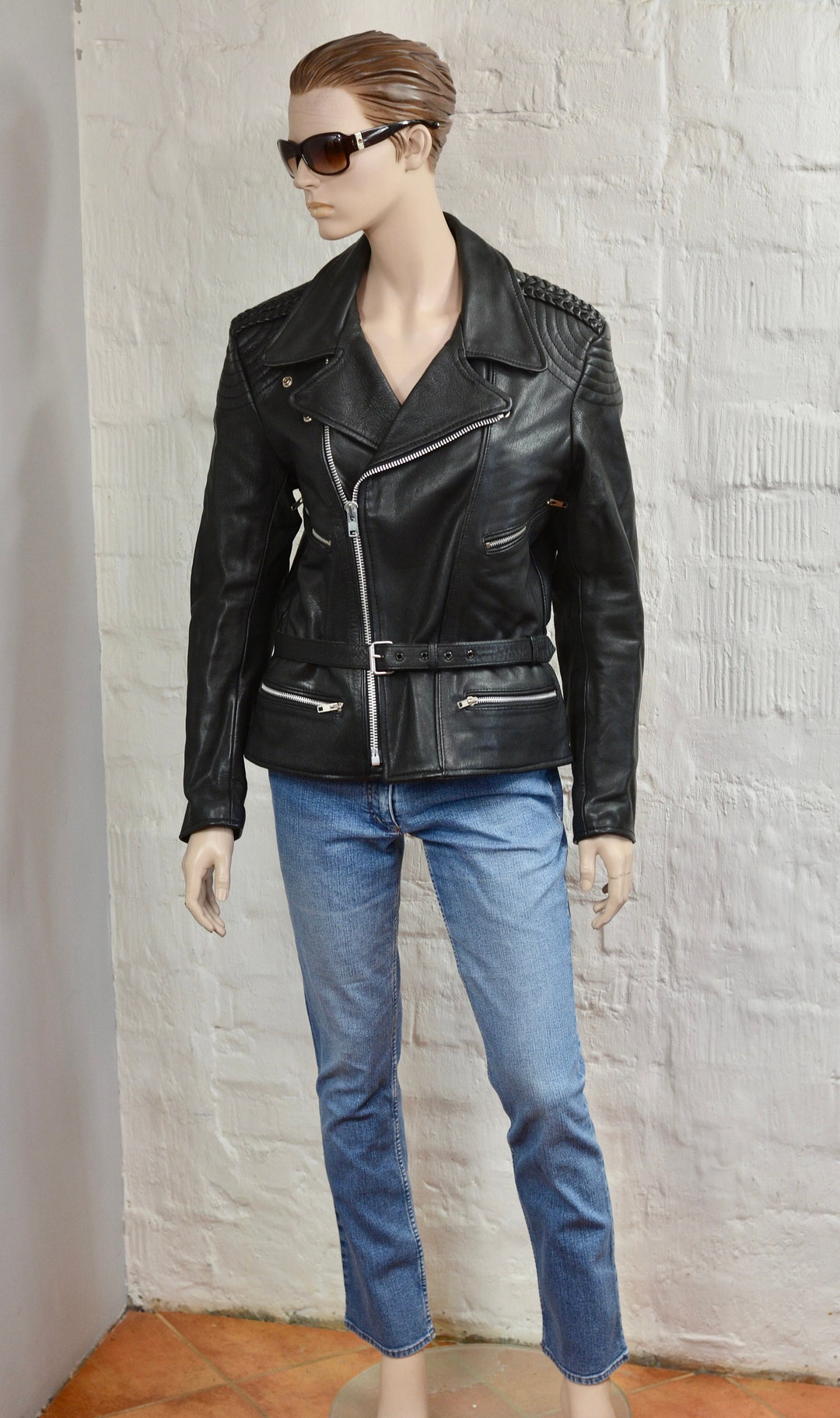 Vintage Motorcycle Jacket Leather Jacket Black Leather Jacket 80s 90s ...