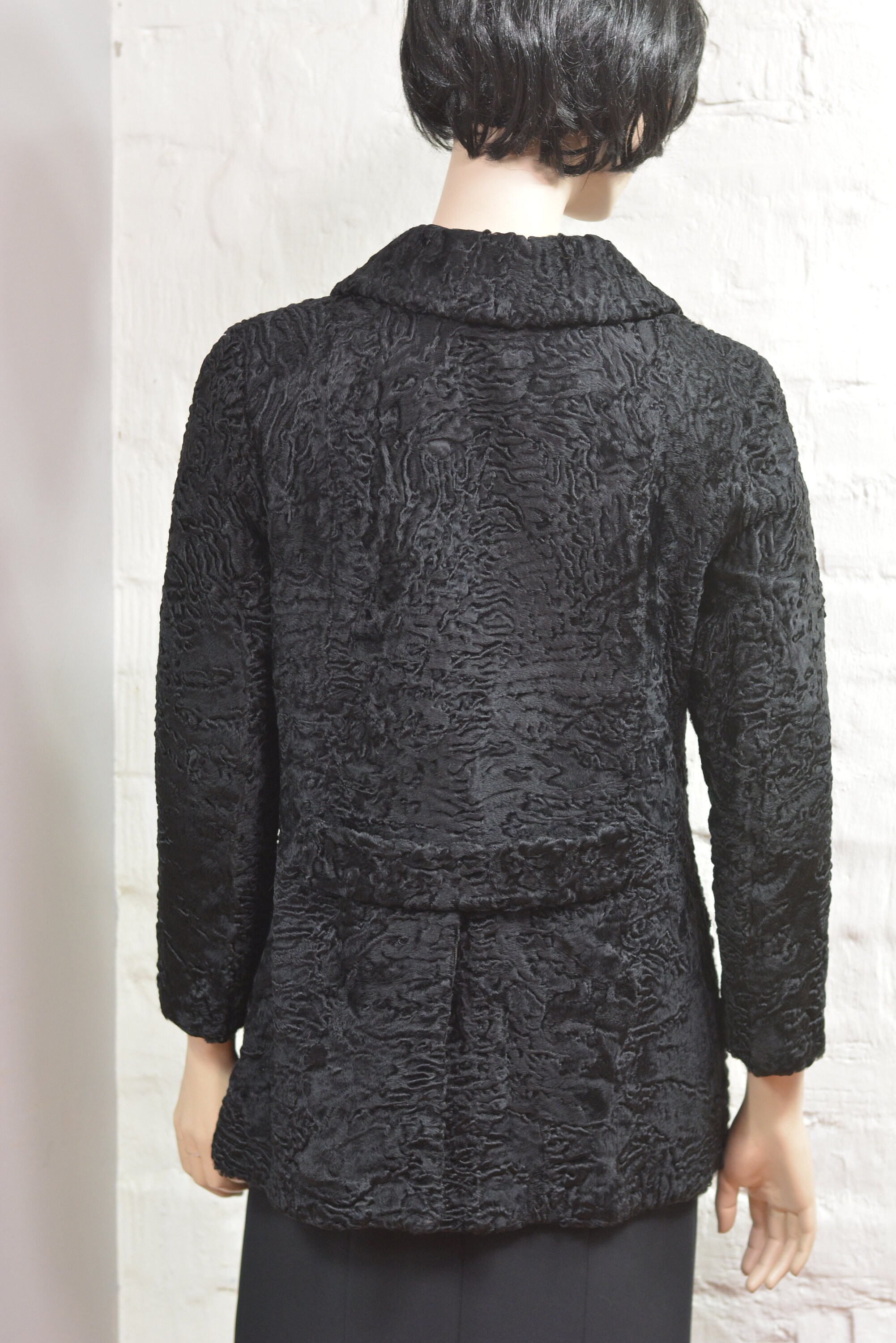 Vintage Curly Lamb Fur Coat 50s Black Persian Curly Lamb Fur - Etsy