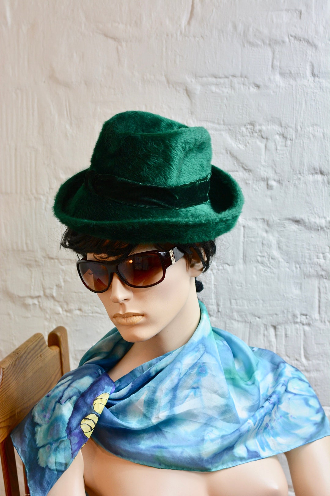 60s Green Felted Wool Hat by BURGL LACROISE, Women's Green Hat. - Etsy