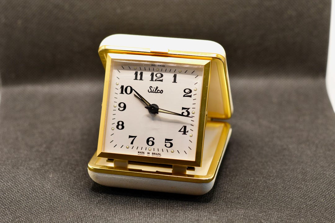 Travel Clock, Mid-century Modern Mechanical Alarm Clock by SILCO Made ...