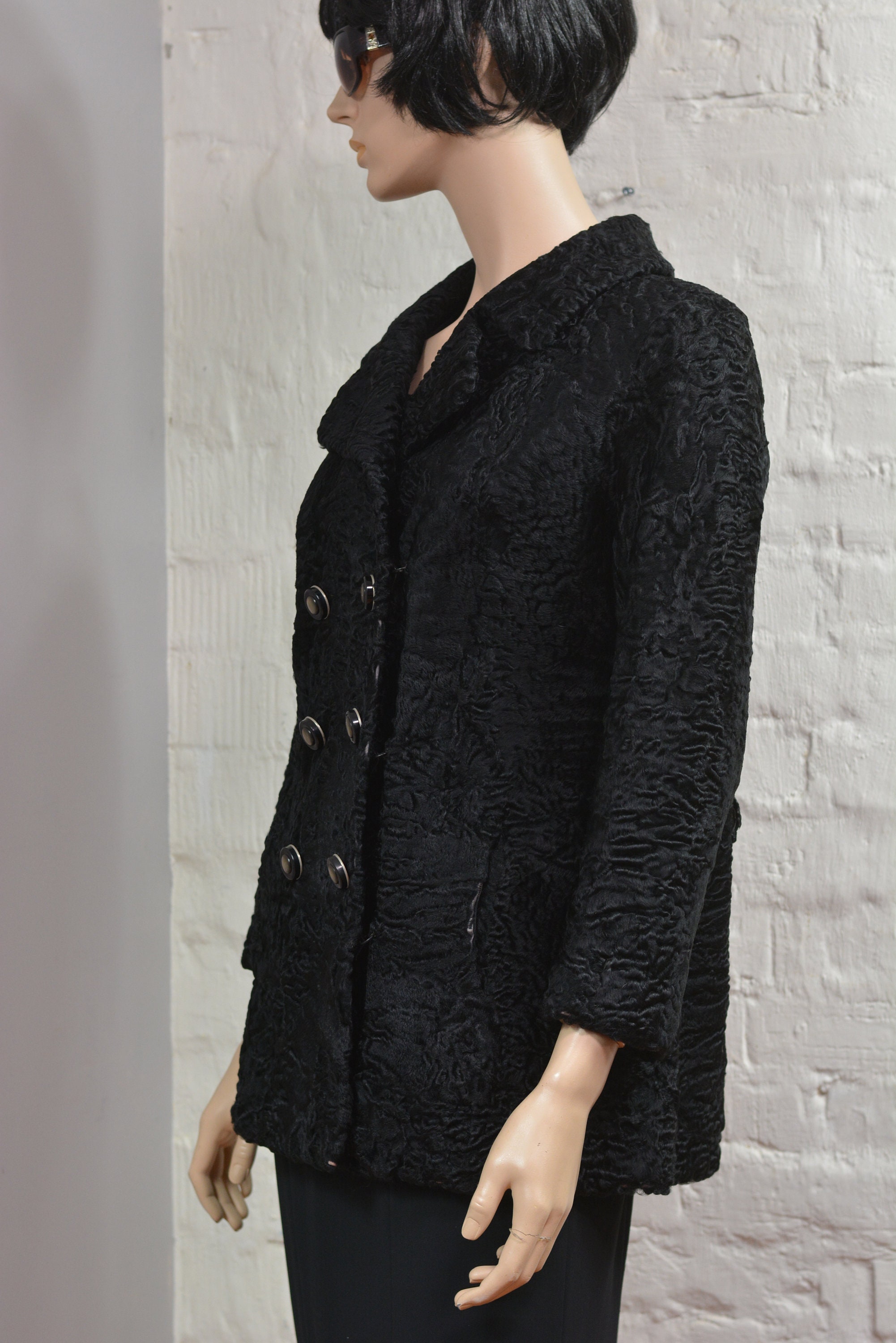 Vintage Curly Lamb Fur Coat 50s Black Persian Curly Lamb Fur - Etsy