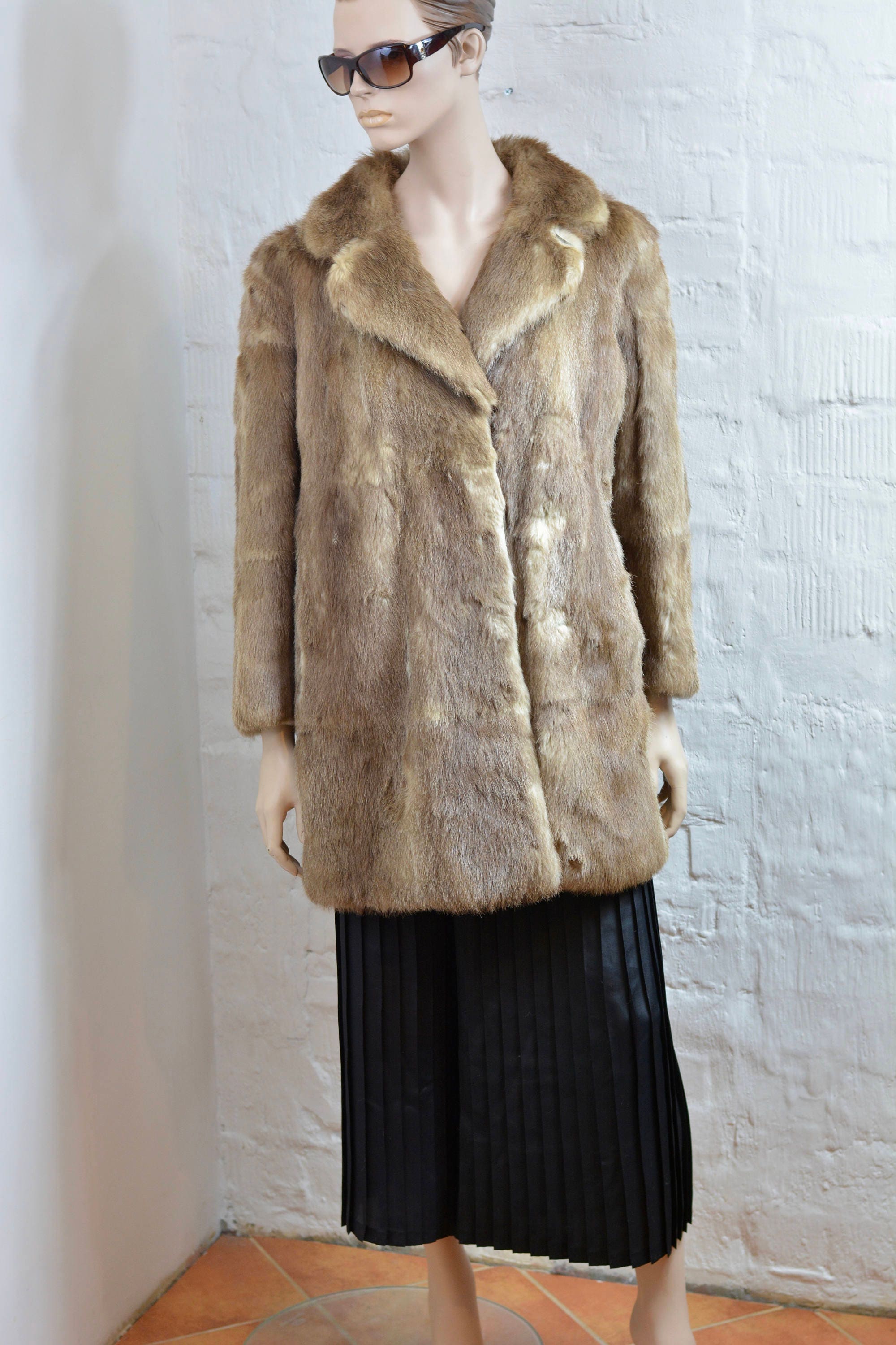 50s Vintage Real Fur Coat Beige Genuine Fur Coat Vintage fur | Etsy