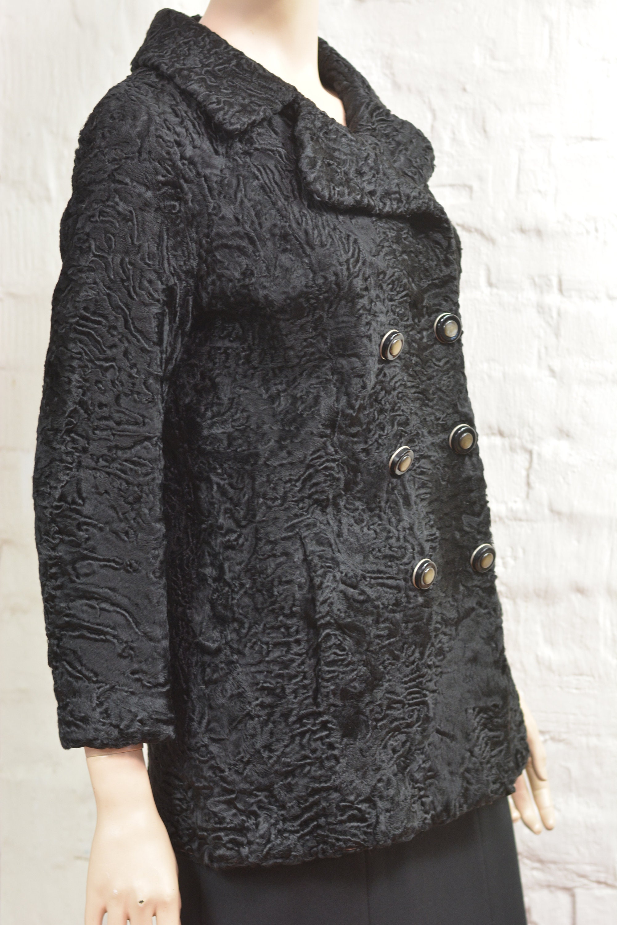 Vintage Curly Lamb Fur Coat 50s Black Persian Curly Lamb Fur - Etsy