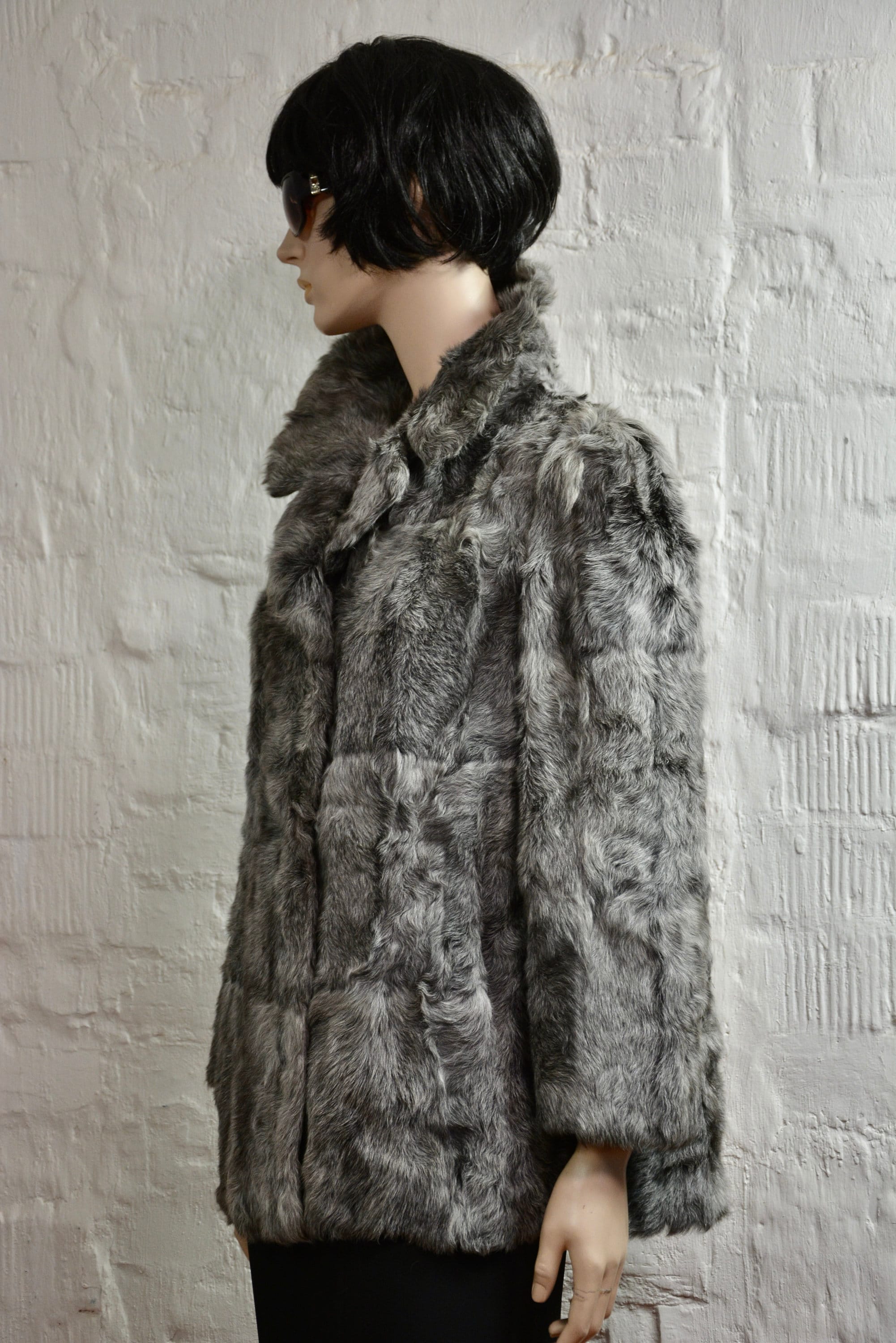 Vintage 1970grey Curly Mountain Goat FUR COAT RETRO Indie - Etsy