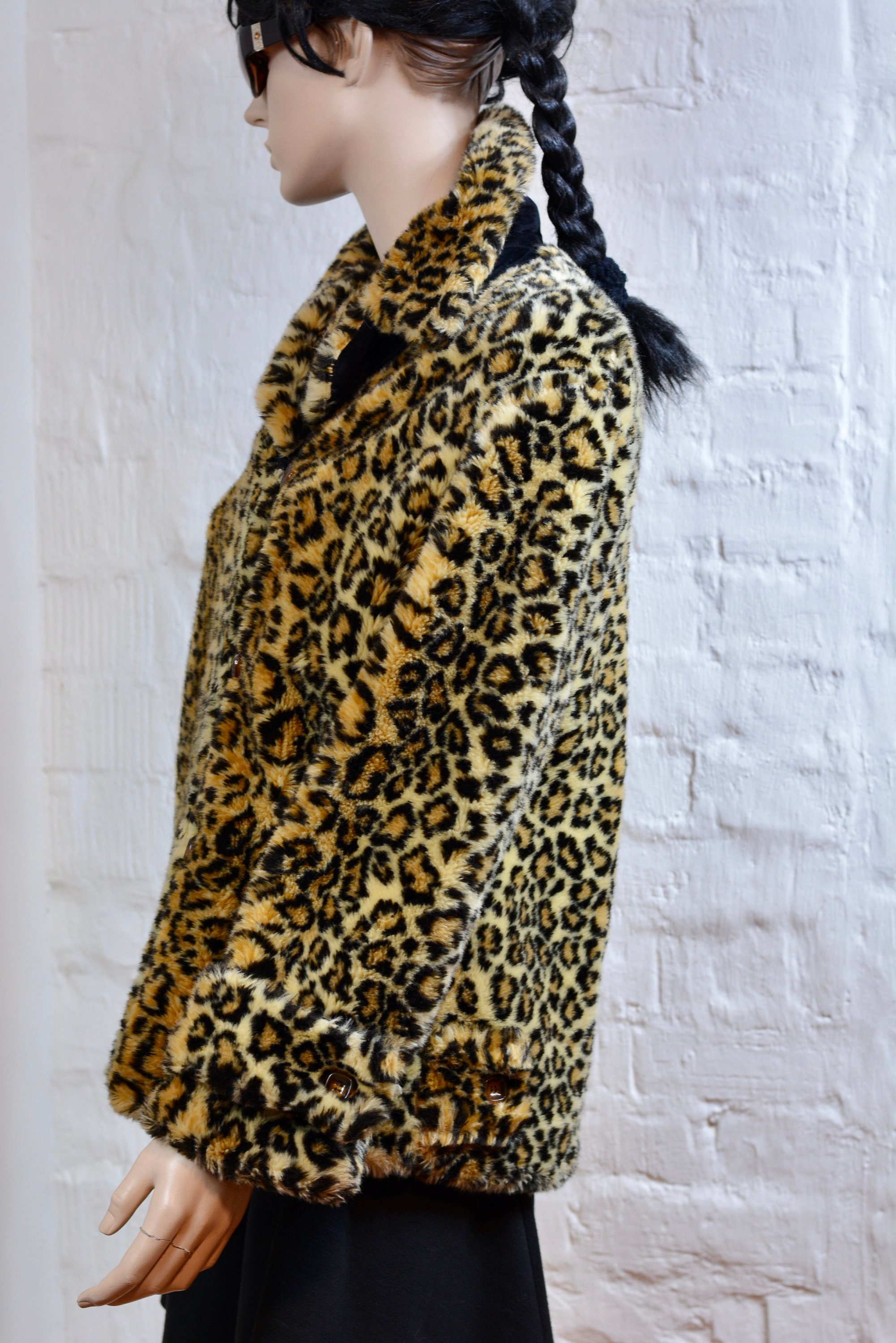 Faux Leopard Coat by NEMO Faux Fur Vintage Coat Half Long Leopard Faux ...