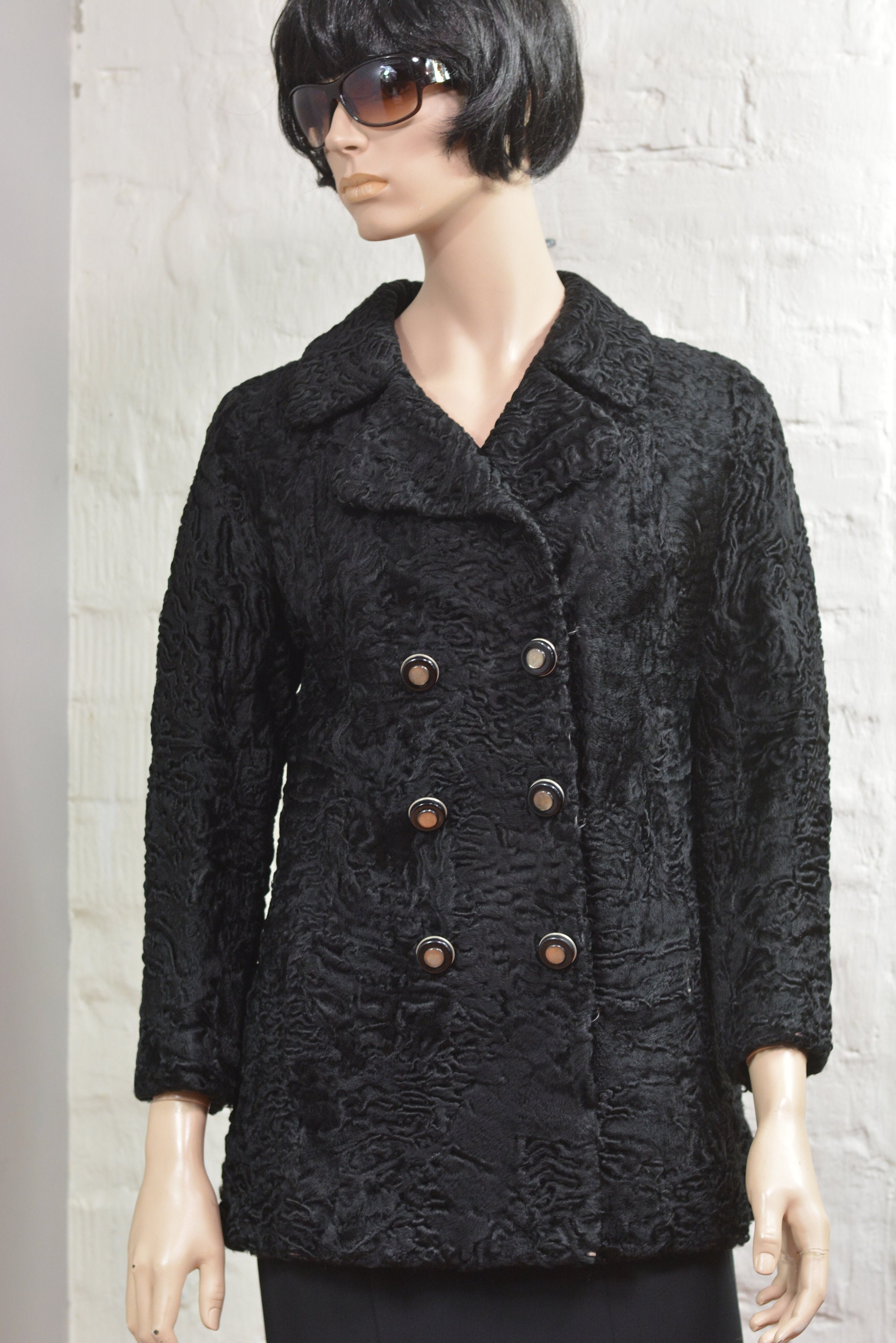 Vintage Curly Lamb Fur Coat 50s Black Persian Curly Lamb Fur - Etsy