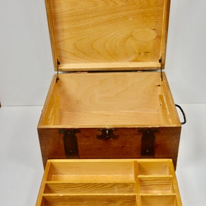 Vintage Folding Sewing Box, Storage for Sewing Supplies, Large Wooden ...