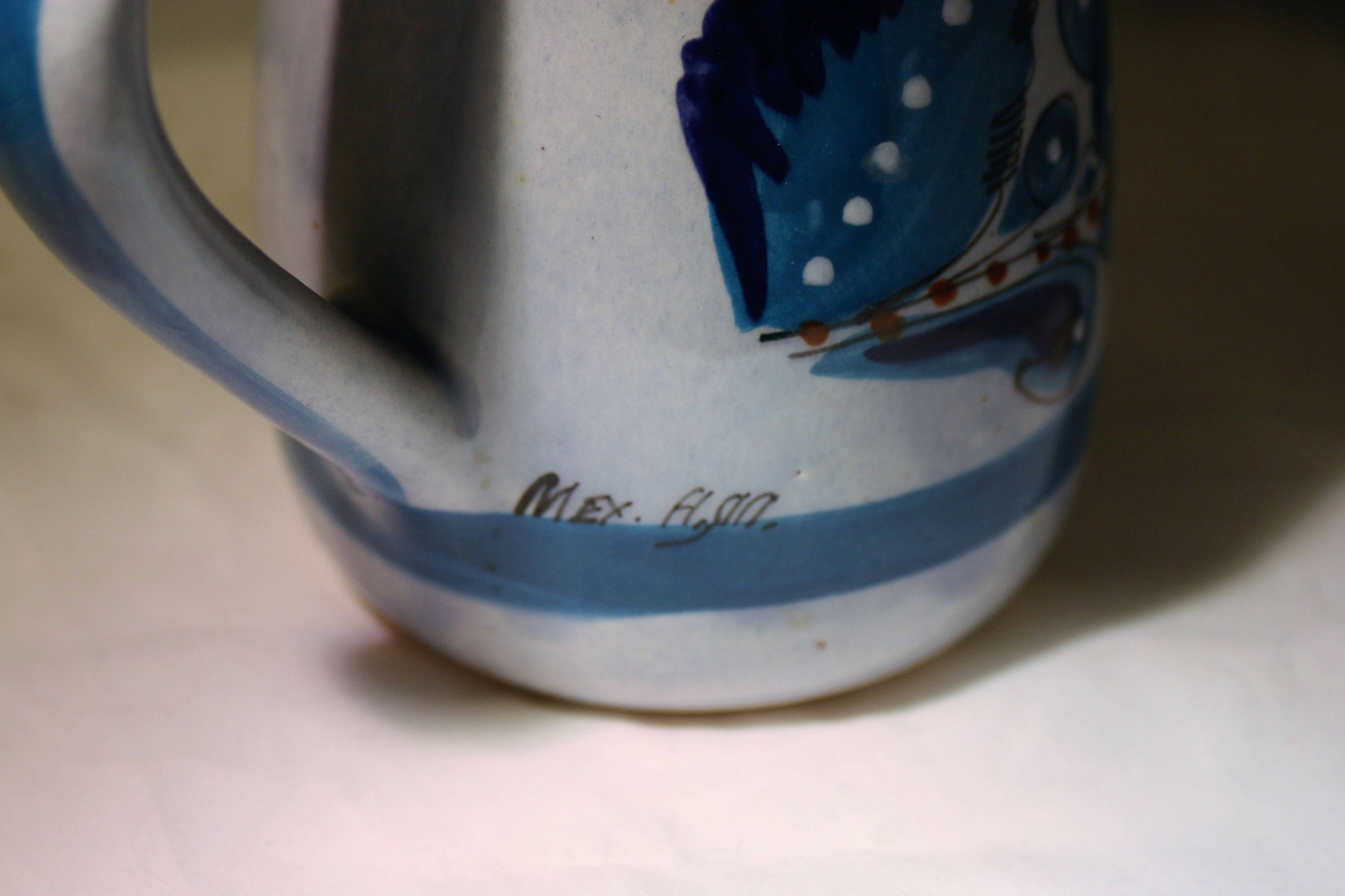 Blue Pottery Pitcher * Handpainted in Mexico - Etsy
