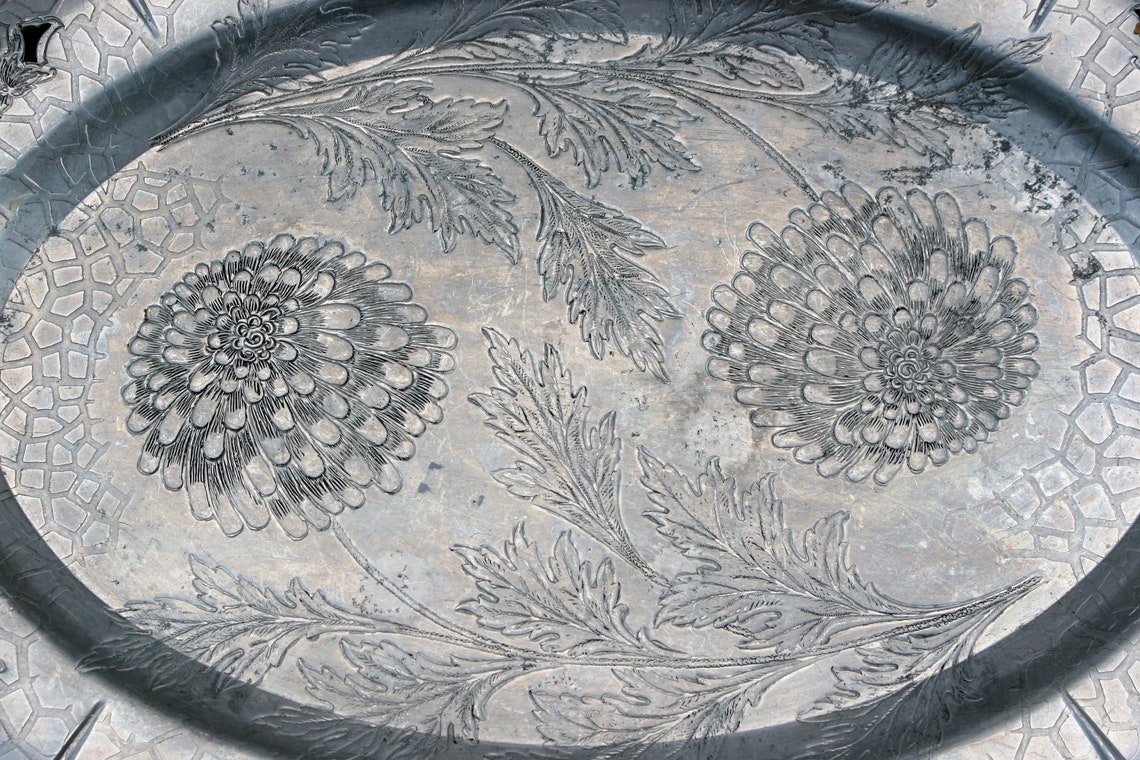 Stamped Metal Tray * Floral - Etsy