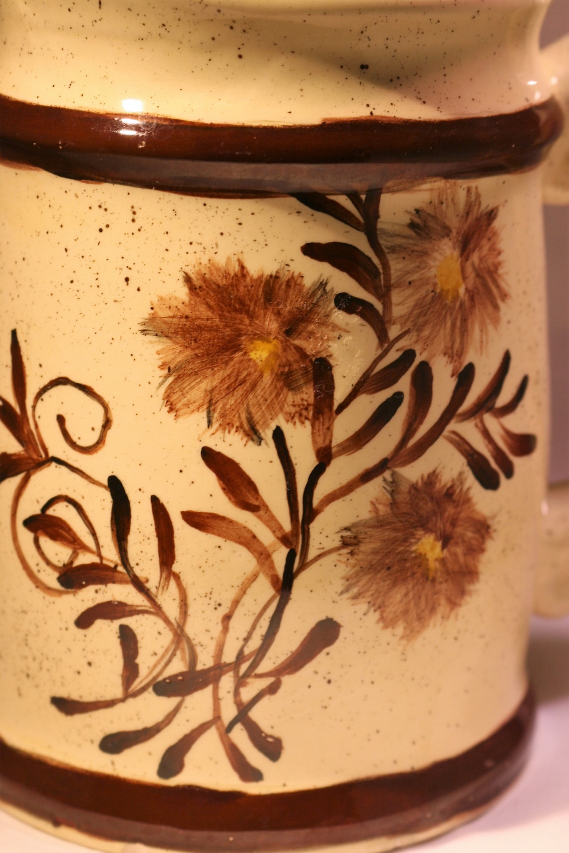 Handmade Ceramic Pitcher Brown Flowers - Etsy