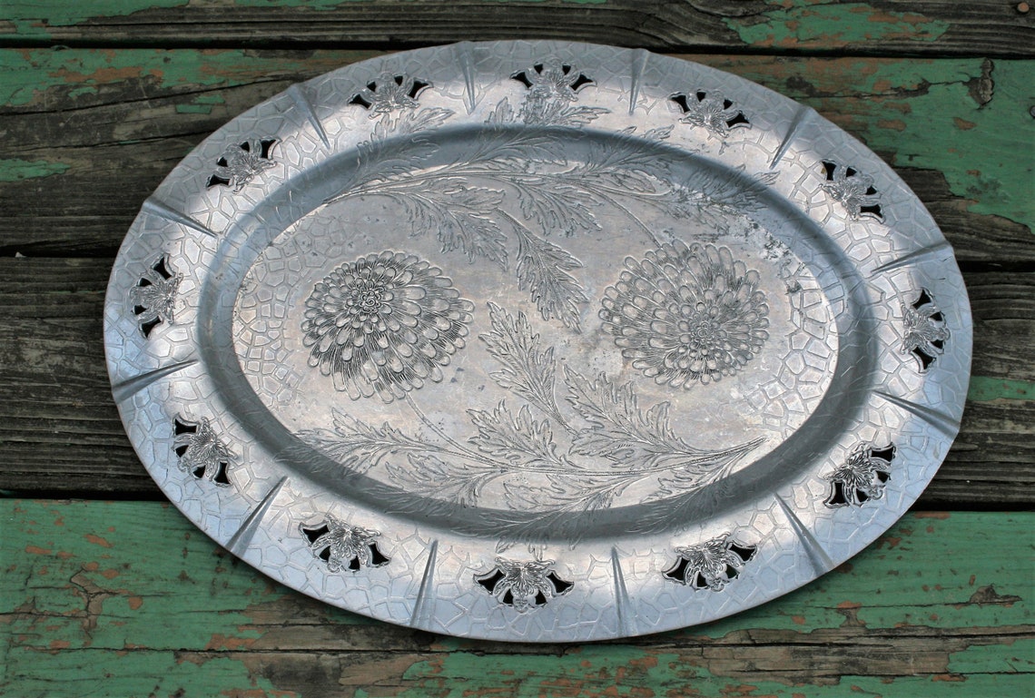 Stamped Metal Tray * Floral - Etsy
