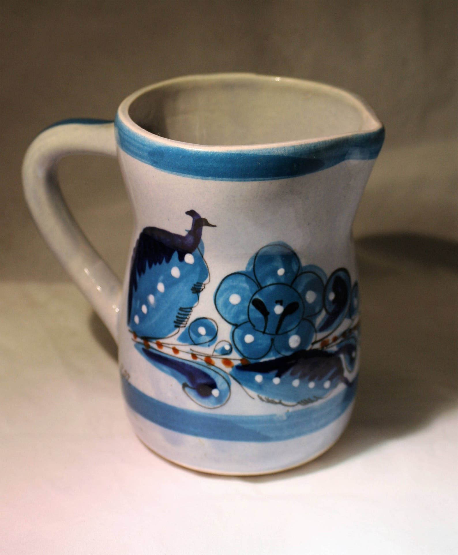 Blue Pottery Pitcher Handpainted in Mexico - Etsy