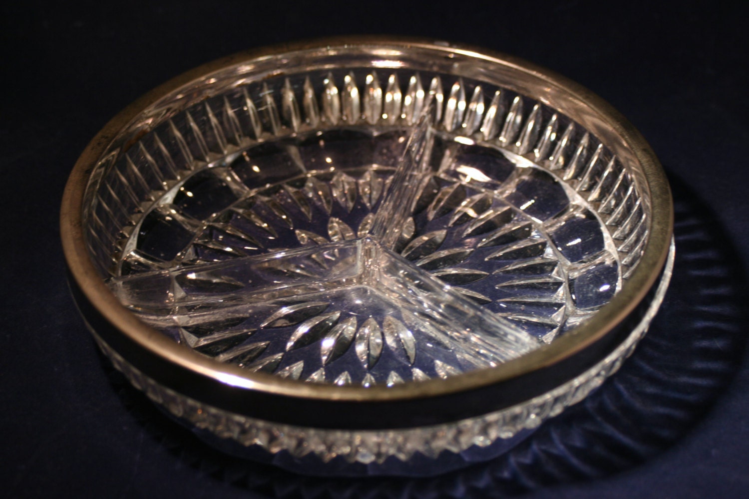Silver Rim Glass Platter With Three Compartments - Etsy