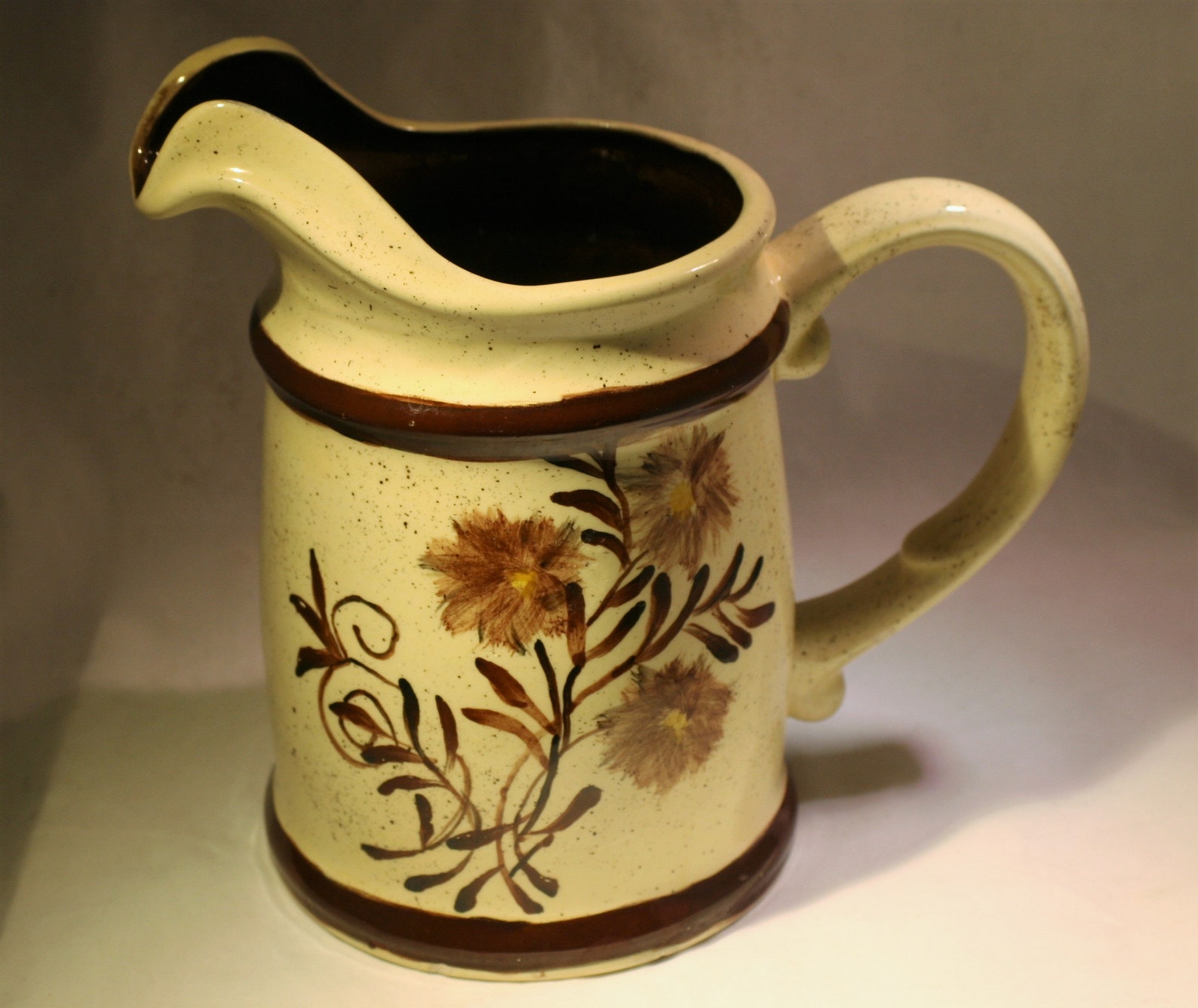 Handmade Ceramic Pitcher * Brown Flowers - Etsy