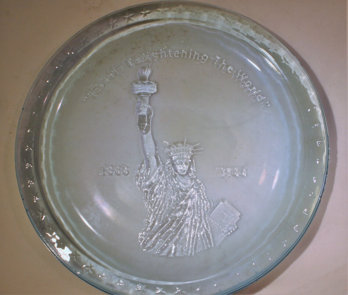 Statue of Liberty Commemorative Plate * Blue Glass - Etsy