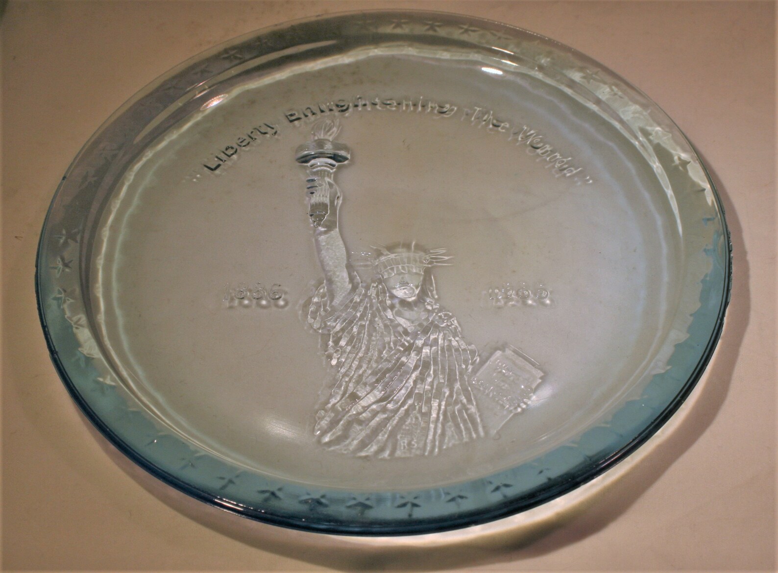 Statue of Liberty Commemorative Plate * Blue Glass - Etsy