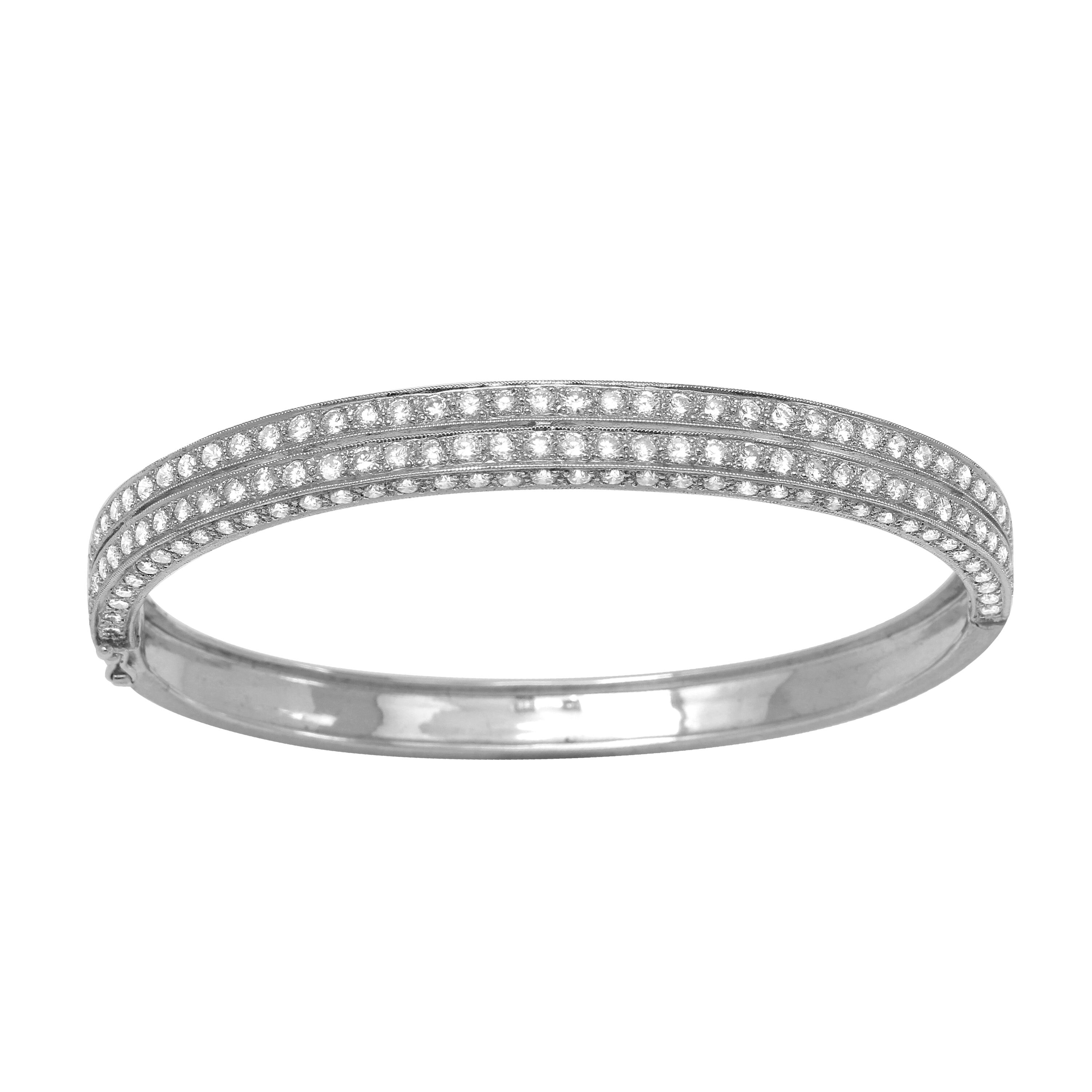 14k White Gold Bangle Bracelet With 164 Stones 5.18ct 17.69gms - Etsy