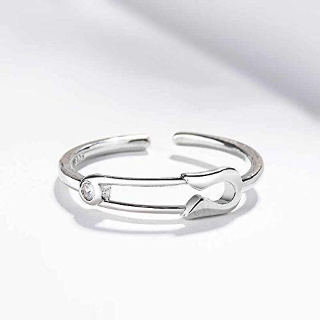 Ring Minimalist Women's Ring 925 Silver Safety Pin With Rhinestone Adjustable - Etsy