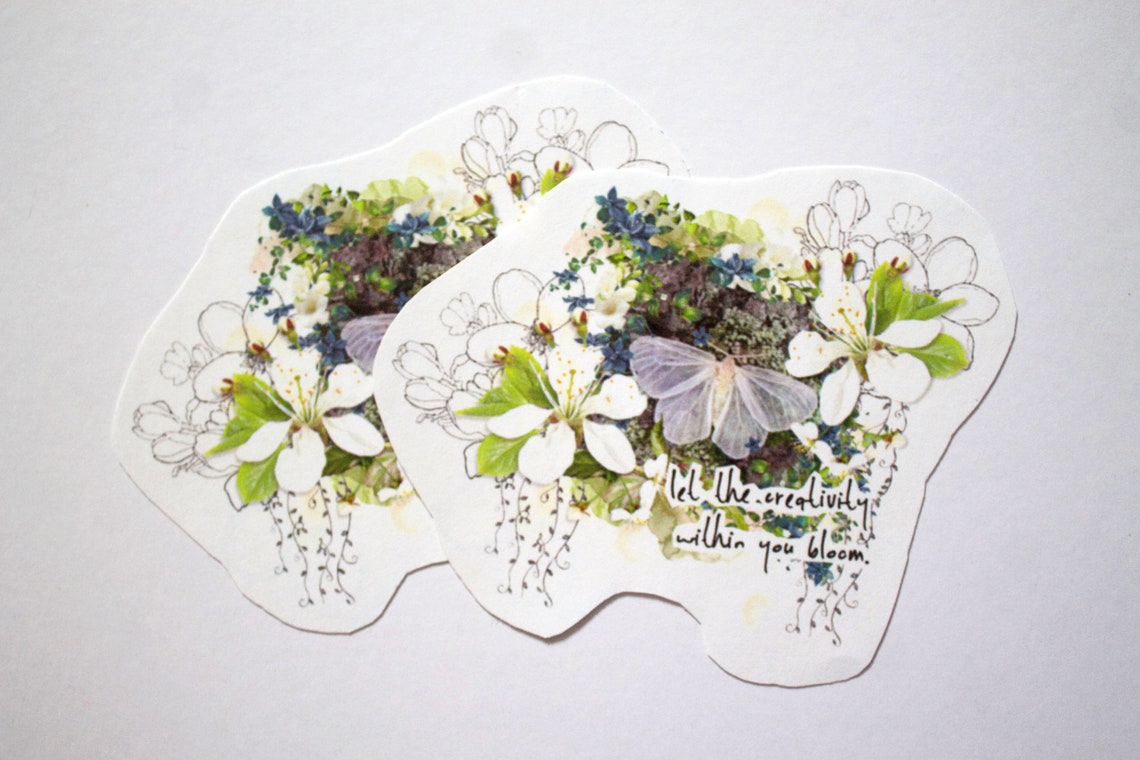 Moth Sticker Quote Let the Creativity Within you Bloom | Etsy