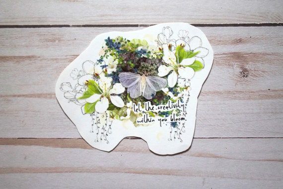 Moth Sticker Quote Let the Creativity Within you Bloom | Etsy