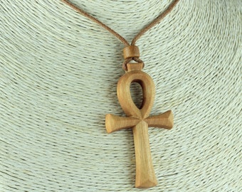 Ankh Pendant, Hand Carved Wooden Ankh Necklace for Men or Women ...