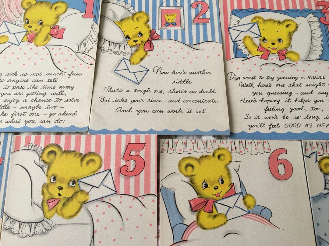 Vintage Nursery Riddles Greeting Cards Lot Decoupage Scrapbook Paper ...