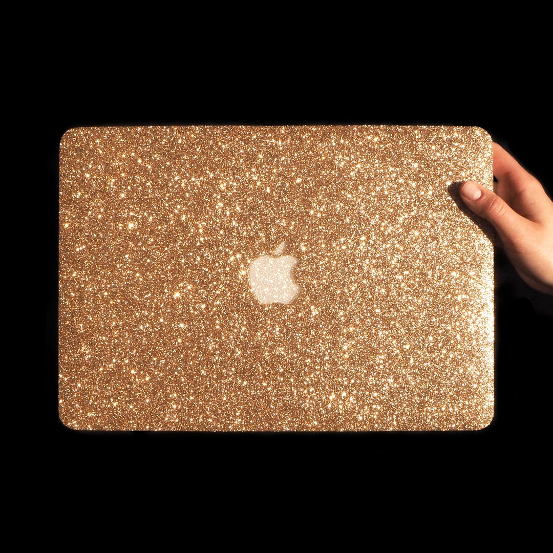 Gold Glitter Laptop Case Diamante Initial Personalised Cover for New ...