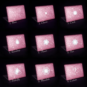 Baby Pink Glitter Laptop Case Diamante Initial Personalised Cover for ...