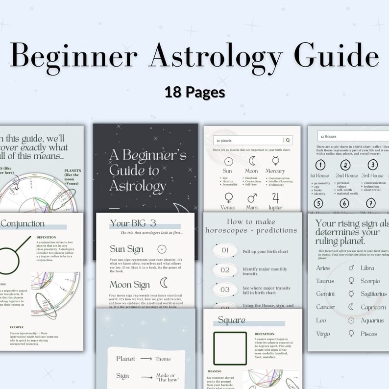 Beginner Astrology Cheat Sheet Pdf Guide For Beginners Etsy