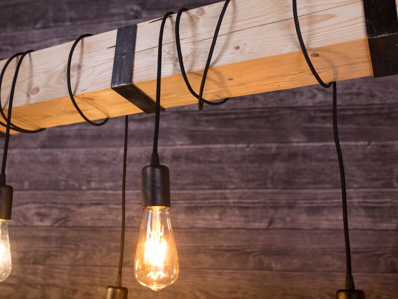 Rustic Natural Beam Lamp 150cm / 59in Antique and Brushed Wooden ...