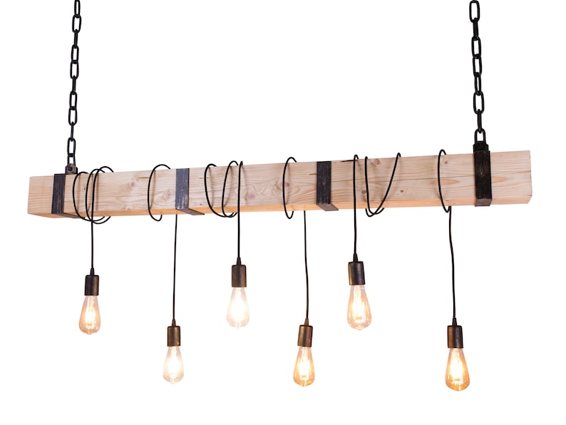 Rustic Natural Beam Lamp 150cm / 59in Antique and Brushed Wooden ...